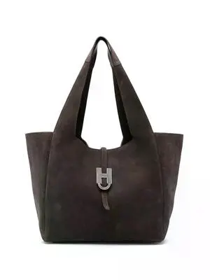 Hogan Trend Logo-plaque Suede Tote Bag - Brown