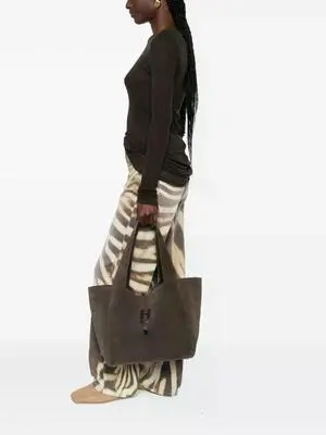 Hogan Trend Logo-plaque Suede Tote Bag - Brown