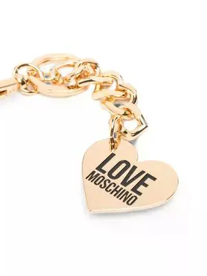 Moschino Heart-pendant Curb-chain Keyring