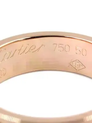Cartier 18k Rose Gold Engraved Logo Band Ring