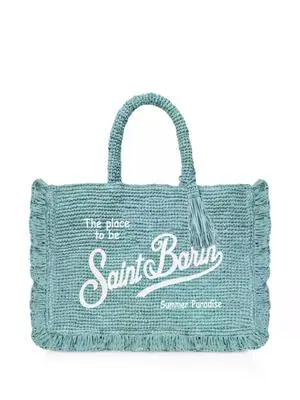 MC2 SAINT BARTH Volant Raffia Tote Bag - Blue