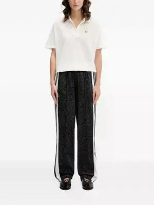 Adidas Leopard Print Track Pants With Side Snap Buttons - Black