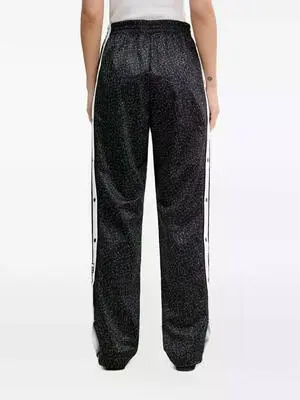 Adidas Leopard Print Track Pants With Side Snap Buttons - Black