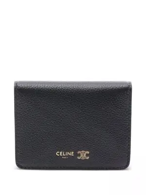 Celine Triomphe Leather Card Holder - Black
