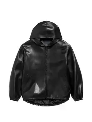 Balenciaga Hooded Leather Jacket - Black