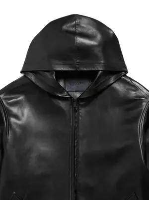 Balenciaga Hooded Leather Jacket - Black