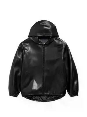 Balenciaga Hooded Leather Jacket - Black