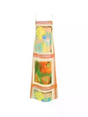 Staud Laura Floral-print Linen Maxi Dress - Neutrals