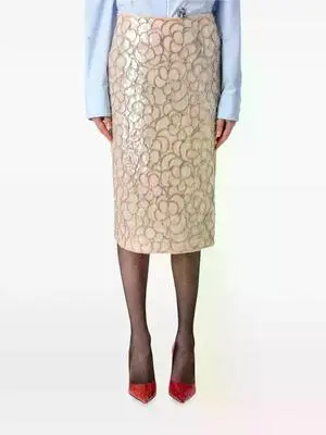 DES_PHEMMES Crystal-embellished Sequined Midi Skirt - Pink