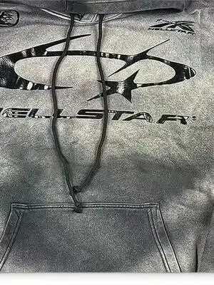 HELLSTAR Logo-print Acid-wash Hoodie - Grey