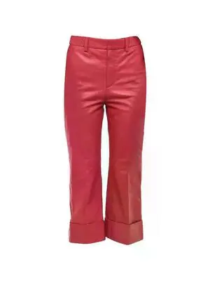 Dsquared2 Ovine Leather Trousers With Cuffed Hem
