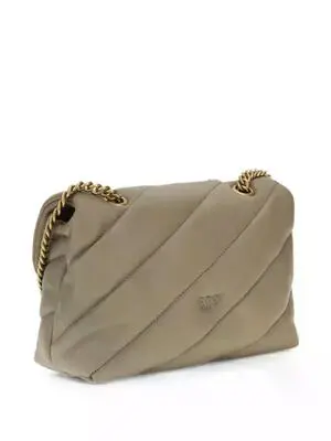 Pinko Small Love Bag Quilted-leather Cross Body Bag - Neutrals