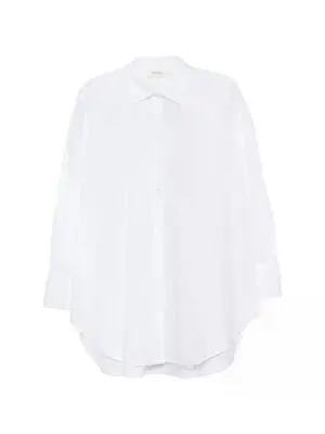VICOLO Oversized Curved Hem Shirt - White