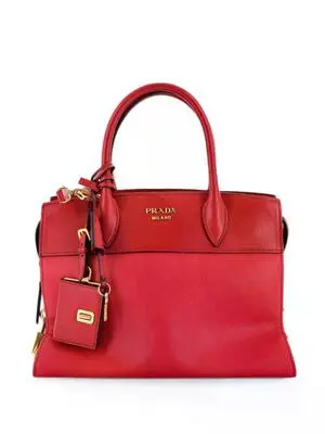 Prada Esplanade Saffiano With City Calf Medium Tote Bag - Red