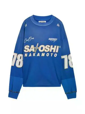 SATOSHI NAKAMOTO Mesh Long-sleeve T-shirt - Blue