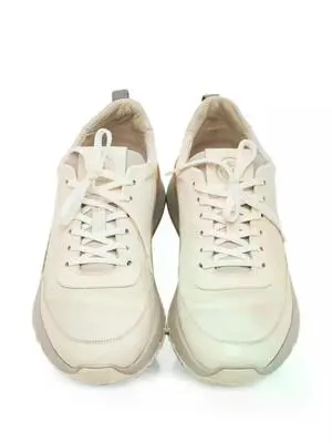 Brunello Cucinelli Grey Leather And Suede Paneled Sneakers