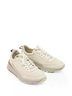 Brunello Cucinelli Grey Leather And Suede Paneled Sneakers