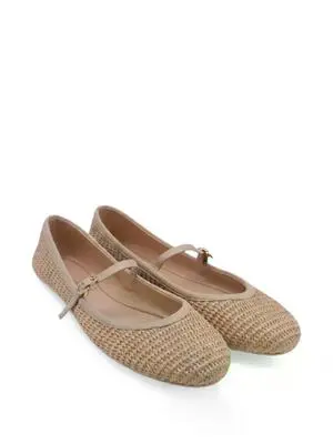 GIANVITO ROSSI Carla Raffia Ballet Flats - Neutrals