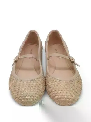 GIANVITO ROSSI Carla Raffia Ballet Flats