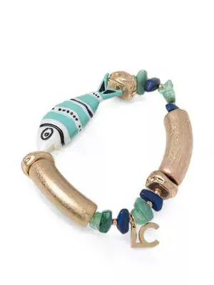LOLA CASADEMUNT Beaded Fish-charm Bracelet - Gold