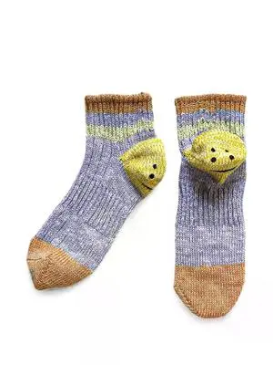 Kapital Marl Knit Smile Socks - Purple