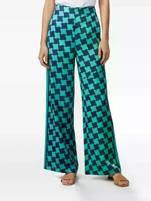 Casablanca Pool Tile Print Silk Trousers - Blue