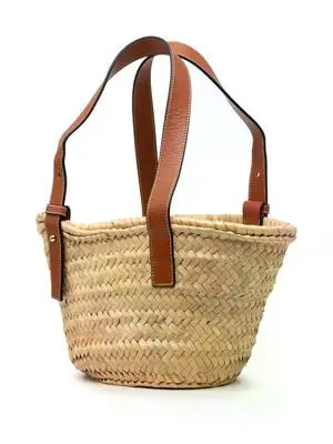 Loewe 2017 Small Raffia Anagram Basket Tote Bag - Brown
