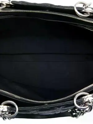 Dior Lambskin Cannage Soft Zipped Lady Shopping Tote Bag - Black