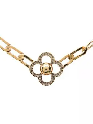 LOUIS VUITTON 2010 Crystal Flower Charm Necklace - Gold