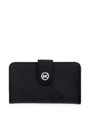 Michael Kors Logo-plaque Pebbled Wallet - Black