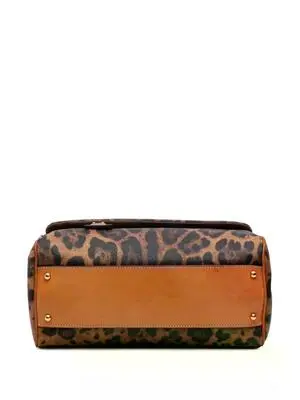 Dolce & Gabbana Leopard Print Coated Canvas Miss Sicily Satchel - Brown