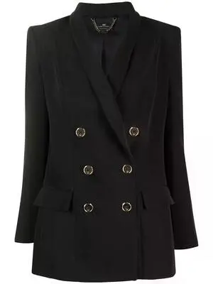 Elisabetta Franchi Double-breasted Tailored Blazer - Black