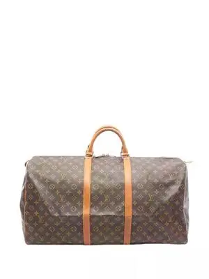 LOUIS VUITTON 1988 Monogram Keepall 60 Travel Bag - Brown