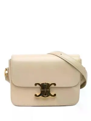 Celine Shiny Calfskin Triomphe Crossbody Bag - Brown