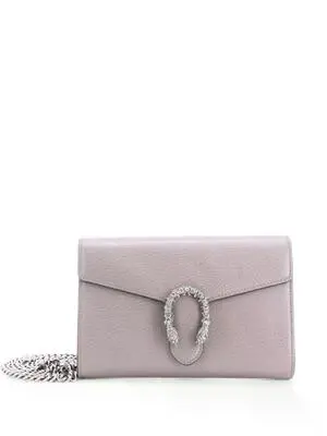 Gucci Dionysus Chain Wallet Leather Embellished Small Crossbody Bag - Grey