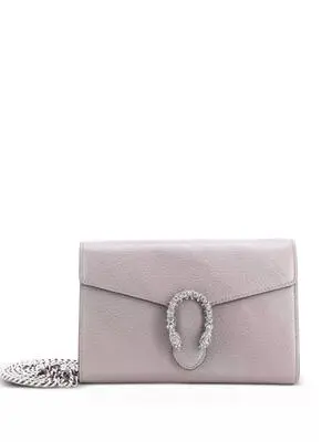 Gucci Dionysus Chain Wallet Leather Embellished Small Crossbody Bag - Grey
