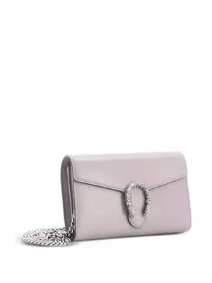 Gucci Dionysus Chain Wallet Leather Embellished Small Crossbody Bag - Grey