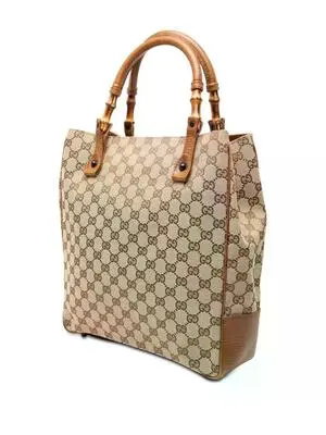 Gucci Gg Canvas Bamboo Tote Bag