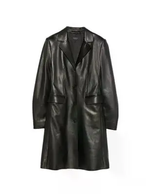 Gucci Leather Single-breasted Coat - Black