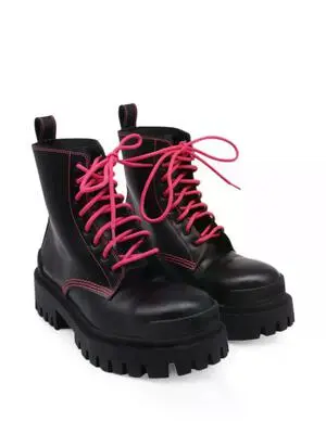 Balenciaga Strike Lace-up Boots - Black