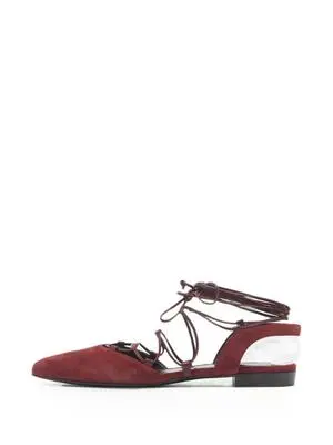 Saint Laurent Pointed-toe Ankle-wrap Ballet Flats