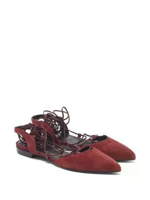Saint Laurent Pointed-toe Ankle-wrap Ballet Flats