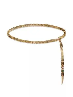 Roberto Cavalli Crystal-embellished Snake-effect Belt - Gold