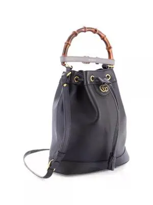 Gucci Diana Leather Small Bucket Bag With Bamboo Handle