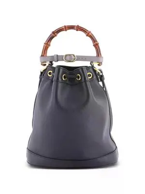 Gucci Diana Leather Small Bucket Bag With Bamboo Handle - Black