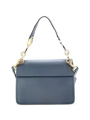 Fendi Kan I Leather And Zucca Velvet Medium Shoulder Bag - Blue