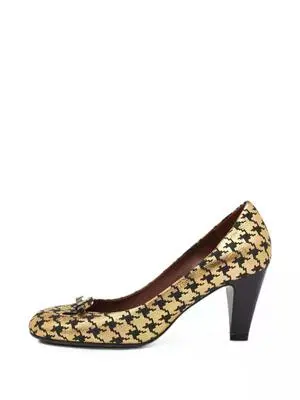 Marc Jacobs Houndstooth Round-toe Pumps - Gold