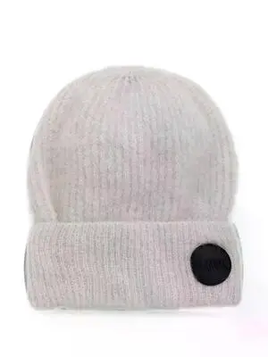 MMC STUDIO Logo-patch Ribbed-knit Beanie Hat - Neutrals