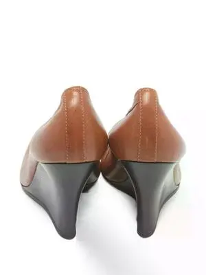 LANVIN Leather Scrunch Wedge Pumps