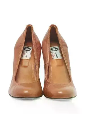 LANVIN Leather Scrunch Wedge Pumps